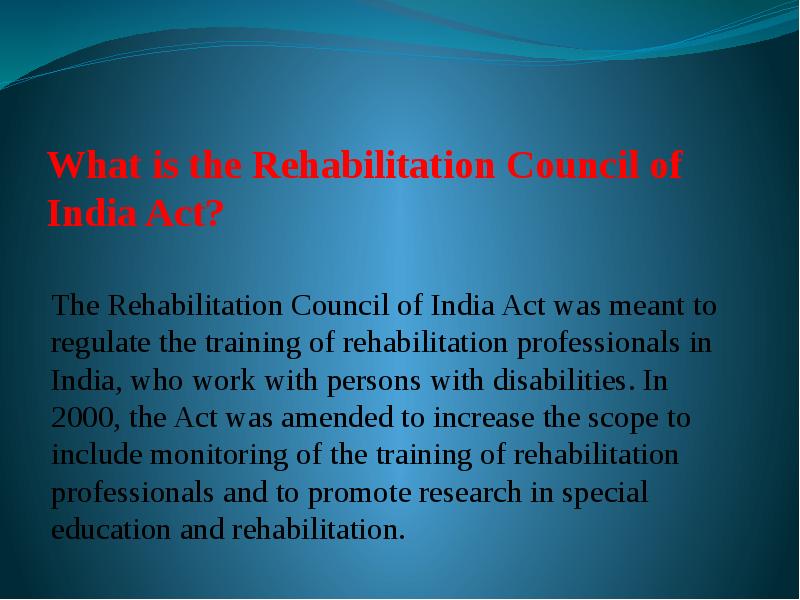 Rehabilitation Council of India Act