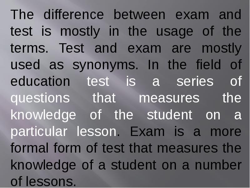 Exam vs Test