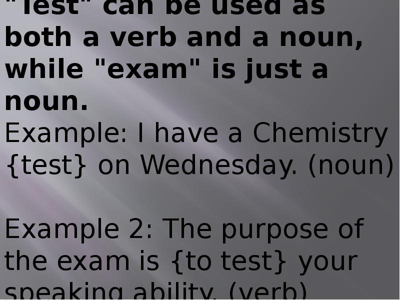 Exam vs Test